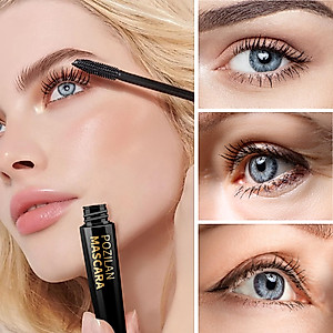 Waterproof Mascara Black with Eyelash Comb Set, Natural Mascara Black Volume and Length for Makeup - Lengthening, Volumizing, Long-Lasting