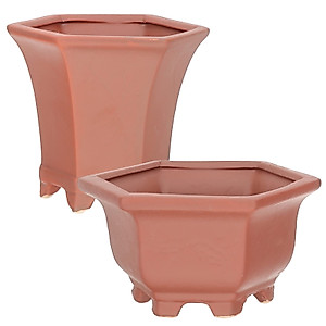 YARNOW Terra Cotta Pots 4pcs Planting Plant Office Pottery Desk Terracotta Flower Small Drainage Favor Ceramic Plants Bonsai Pots Wedding Flowerpot Clay Indoor Planters Hexagon Chinese Orchid Pots