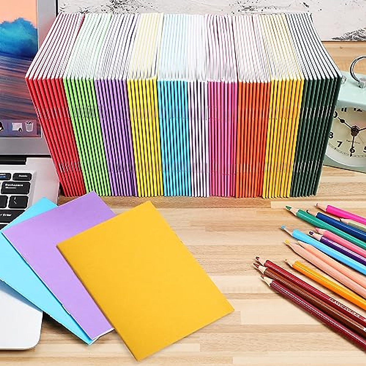 Yeaqee 200 Pcs Pocket Notebook Bulk, 4 x 5.5 In, 40 Pages, Colorful Travel Journal Set Small Pocket Notebooks for Kids Blank Memo Mini Sketchbook Unlined Notepads Books 10 Colors for Students
