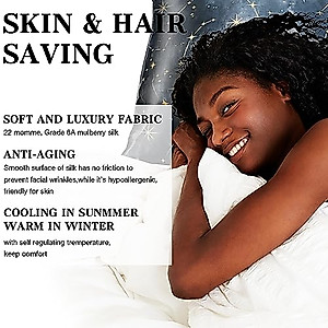 MANSPHIL Black Galaxy Stars Print Mulberry Silk Pillowcase Standard, Both Side 22 Momme 100% Silk Pillow Cases Cover with Hidden Zipper, Hypoallergenic Beauty Care for Hair and Skin, 20" x 26"