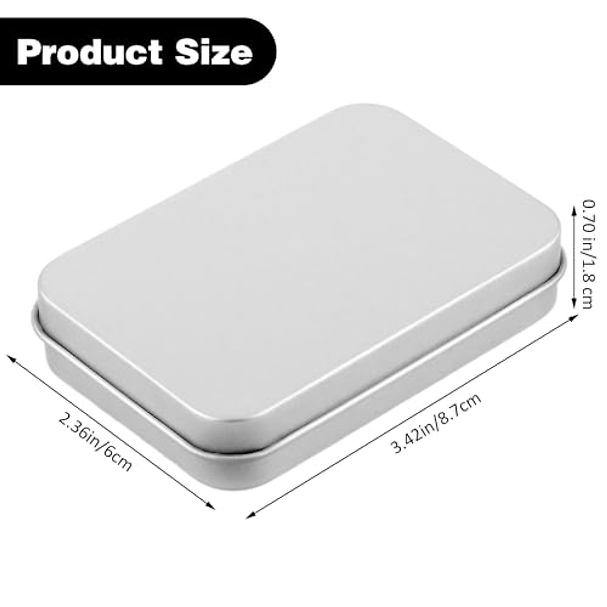 Gjinxi 4 Pcs Tin Box Containers, 3.7 x 2.4 x 0.7 Inch Mini Portable Small Storage Container Kit with Hinge Lids, Metal Box for Home Storage, Organizer Small Tin Box (Silver)