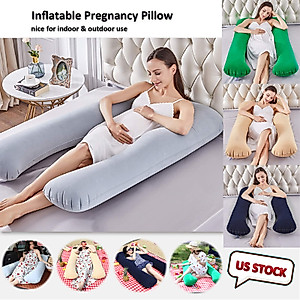 PINGJING Updated Large Inflatable Pillow Flocked Fabric Pregnancy Pillow Maternity Pillow Nursing Pillow Sleeping Pillow Body Pillow Travel Pillow Home Use & Outdoor Use 55'' US Stock (GRAY)