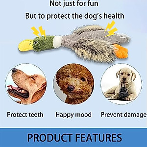 AIMETING No Stuffing Toys 3 Pack, Squeaky Dog Toys for Large Dogs, Plush Toys for Aggressive Chewers, Indestructible Crinkle Paper Duck Dog Toy, Puppy Chew Toys for Teething (Soft Plush)