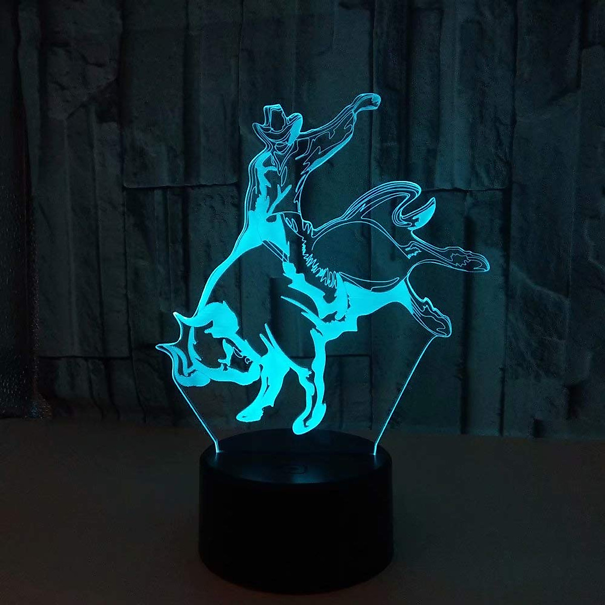 JruF Night Light for Kids 3D Night Light Bedside Lamp with Remote Control Changing Xmas Halloween Birthday Gift for Child Baby Girl,Horse Race and Cowboy
