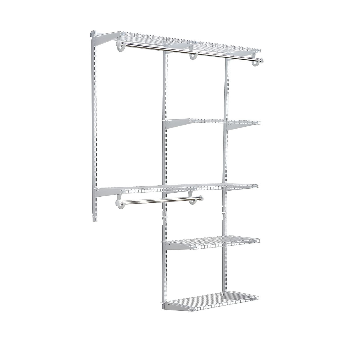 Rubbermaid Configurations Deluxe Closet Kit, White, 4-8 Ft., Wire Shelving Kit with Expandable Shelving and Telescoping Rods, Custom Closet Organization System, Easy Installation