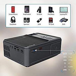 Mini Portable WiFi Projector Support 1080P Home Theater,Wireless Outdoor Movie Projector with Bluetooth,Indoor Smart Android Projector Built in Apps/Speaker/HDMI/USB for Laptop Phone TV Stick