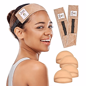 Yuest Wig Grip Band - Lace Front Wig Headband for Secure, Non-Slip Grip and Keeping Wigs in Place - Velvet No-Slip Wig Gripper Accessory for Women, Beige, 2 Pack