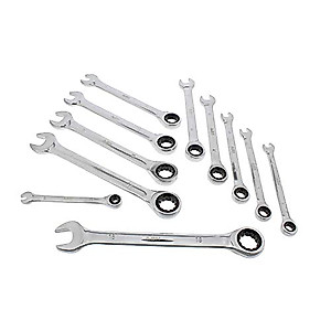 ABN Combo Ratchet Wrench Set SAE and Metric Sizes - 22 Pc Ratcheting Wrench Set with Travel Pouch