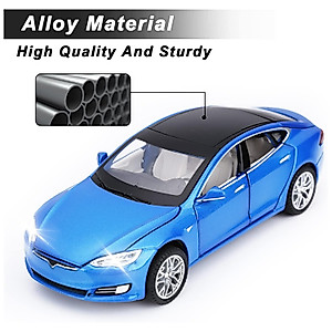 SASBSC Toy Cars Model S Die Cast Metal Model Cars with Door Open Light and Sound Pull Back Car Toys for Boys and Girls 3-12 Years Old