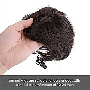 Cobee Funny Dog Cat Cosplay Wig, Pet Wig-Adjustable Costume Pet Funny Headwear Costumes Headgear for Small Medium Large Dog Cat Wigs Dress Up Decorations for Halloween, Christmas, Parties, Festivals