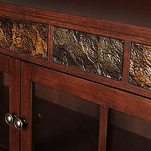SEI Furniture Camino Mission Sideboard & Curio - Red Washed Expresso Finish w/ Faux Slate - Spacious Design (AMZ0092MC)