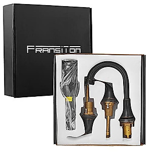 2 Handle 3-Hole Bathroom Sink Faucet FRANSITON Bathroom Faucet with Pop Up Drain and cUPC Faucet Supply Hoses 8 inch Bathroom Faucet, Oil Rubbed Bronze Bathroom Faucet