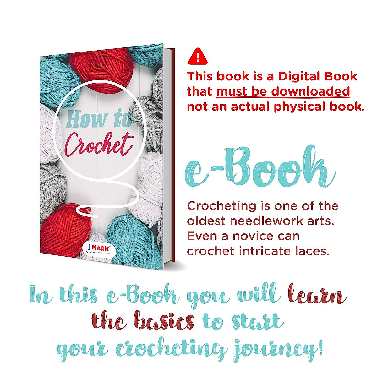 J MARK Crochet Kit for Beginners with Yarn Set, Premium Bundle Includes 1,320 Yards Acrylic Crochet Yarn Balls, Crochet Hooks, Needles, Book, Bags More, Professional Starter Pack for Adults and Kids