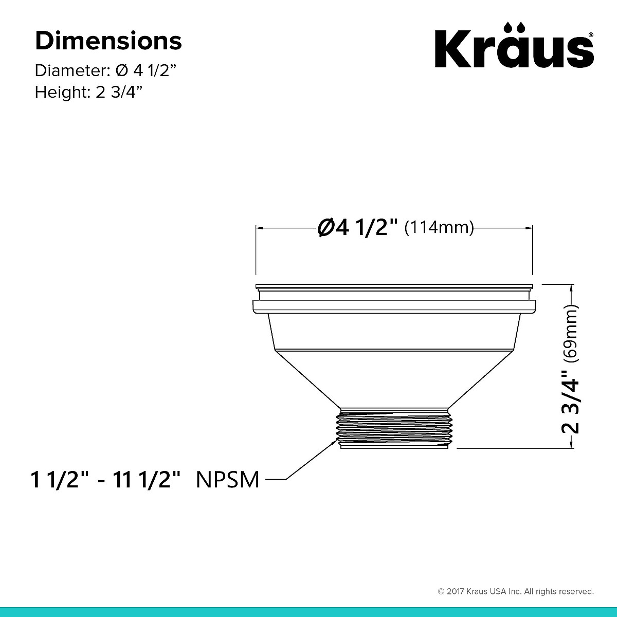 Kraus Kitchen Sink Strainer for 3.5-Inch Drain Openings in Beige, PST1-BG