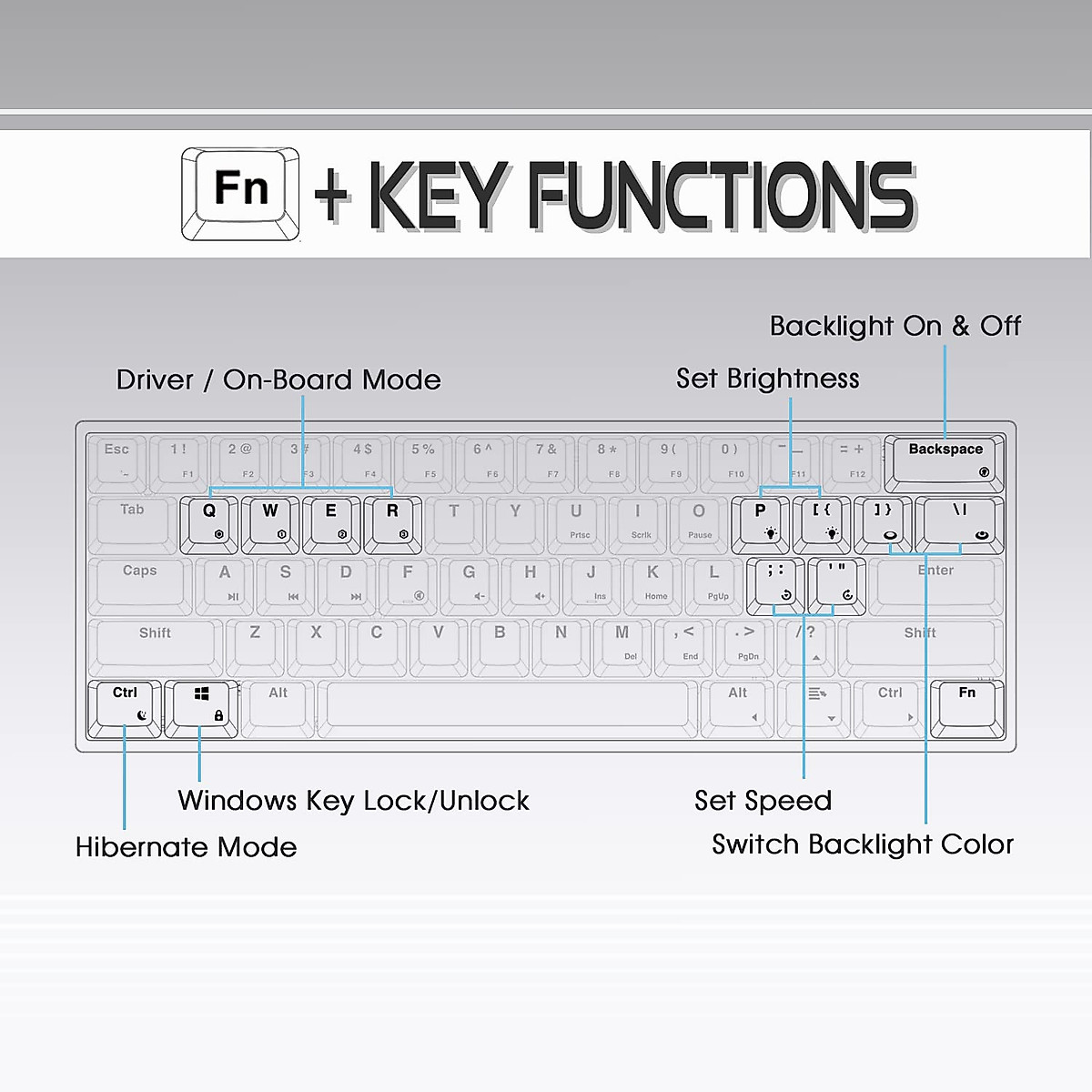 AG AC61M GK61 RGB Gaming Keyboard - 61 Keys Aluminum Case Two USB-C Ports PBT Keycap Hot Swappable Programmable for PC/Mac Gamer (Gateron Optical Blue, Black Color)