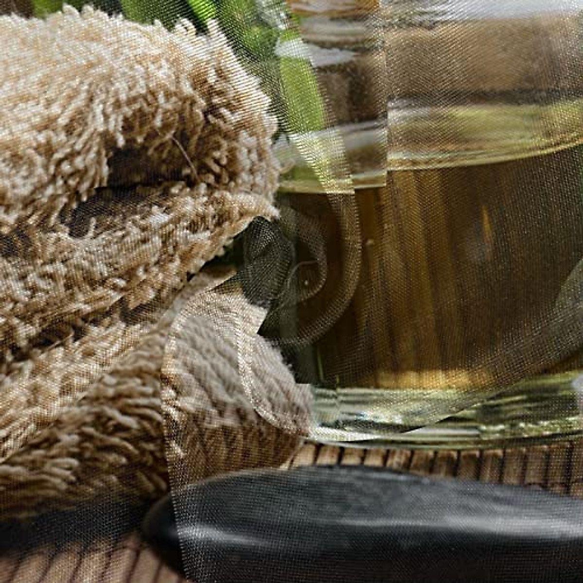 Kigai Zen Basalt Stones on Wood 60 Inch Round Tablecloth with Zipper Umbrella Hole Washable Spillproof Table Cloth Decorative for Picnic,Camping,Indoor and Outdoor