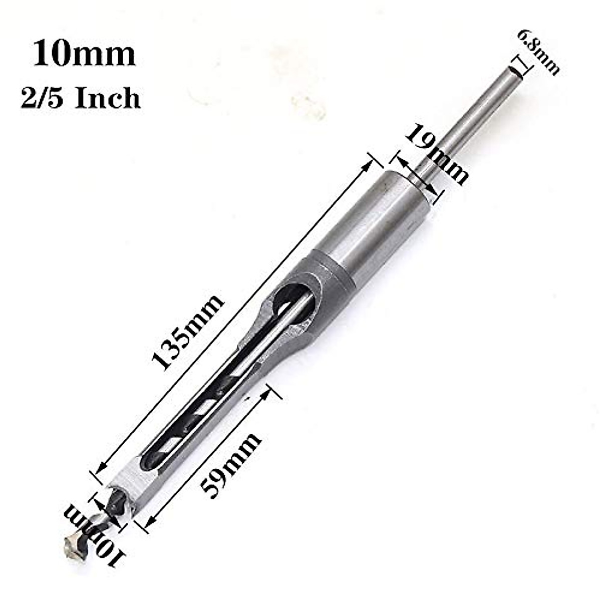 Amena 4Pcs Woodworker Square Hole Drill Bits Mortising Chisel Set,Woodworking Hole Saw Mortise Chisel Drill Bit Kit Tool Set 1/4 2/5 3/8 1/2