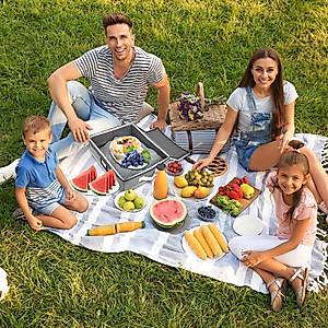 homyfort Platter Storage Case Box, China Storage Containers Hard Shell, 5 Felt Dividers Included, Structured Top and Stackable Platter Storage Containers (Grey)