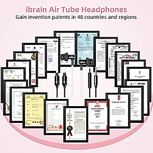 ibrain Air Tube Headphones EMF Free Airtube Earbuds Wired Air Tube Headset with Microphone in Ear Airtube Earphones Noise Cancelling with Patented Technology for Safe Listening - Black