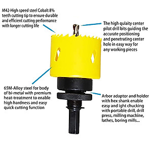Bi-Metal Hole Saw 1-3/16 in.(30mm) Hole Saw Cutter with Arbor and Pilot Center Drill Bit