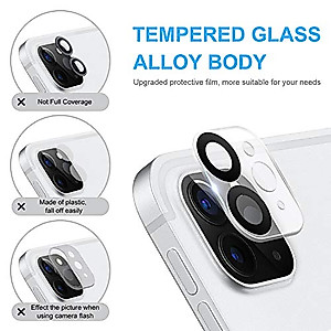 BASE MALL [2+2 Pack] iPad Pro 11-inch Tempered Glass Screen Protector + iPad Pro 4th/3rd/2nd Generation Camera Lens Protector, Apple Pencil/Face ID Compatible/Easy Installation/HD Clear