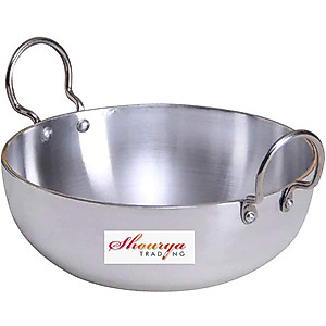 SLNDOKTG Aluminium Kadai,Size No-13,Big Kadai,Induction Base Kadai,Kadhai,Aluminium Kadai,Aluminum Indian Kadai,Frying Pan,Color-Silver
