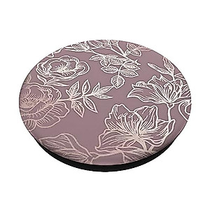Dusty Rose Pink Floral Purple Pattern Phone Popper PopSockets Standard PopGrip