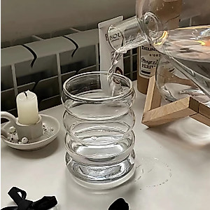 Ework4U 4 Pcs Drinking Glasses with Glass Straw 14oz Glassware Set,Cocktail Glasses,Iced Coffee Glasses,Beer Glasses,Ideal for Water,Soda,Tea,Gift - with Cleaning Brushe