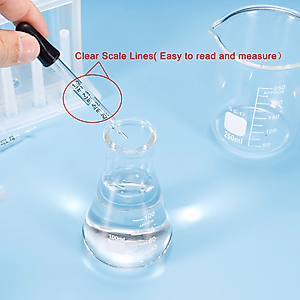 PATIKIL Eye Dropper, 20pcs 1ml Glass Straight Tip Graduated Ear Dropper with Rubber Bulbs for Transfer Liquids for Dose and Measurement, Clear