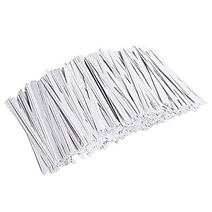 Unves 1000 Pcs White Paper Twist Ties Reusable Bread Ties for Bags Candy Coffee Cello Cake Pops (4 Inches)