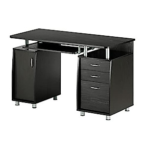 Techni Mobili 47.25" Ergonomic Computer Drawers & File Cabinet for Home Office Storage, Espresso Writing Desk, ONE Size