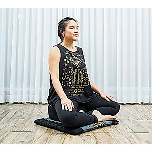 Leewadee Meditation Cushion Set – 1 Small Zafu Yoga Pillow and 1 Small Roll-Up Zabuton Mat Filled with Kapok, Blue