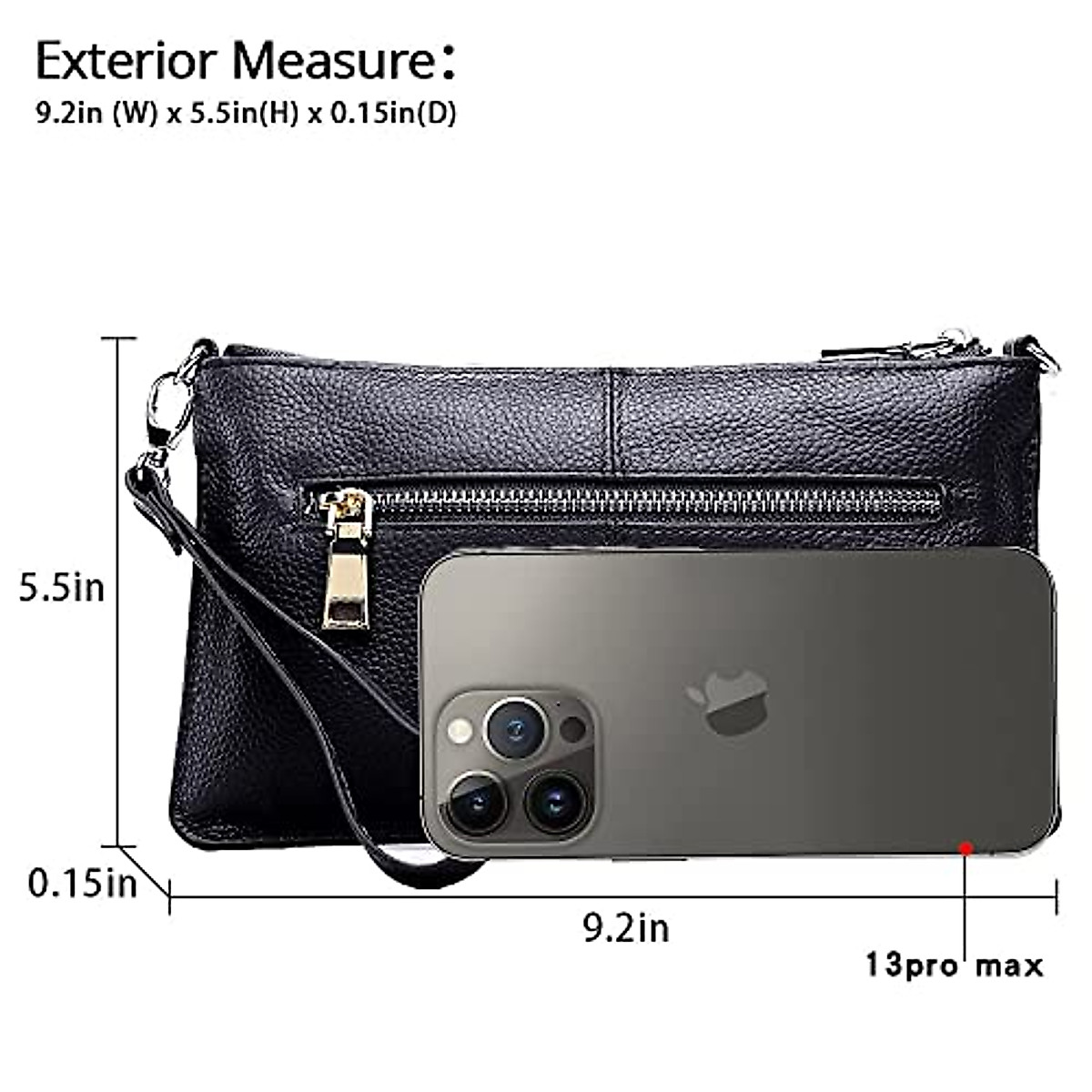 Lecxci Leather Crossbody Purses Clutch Phone Wallets with Card Slots for Women (Black)