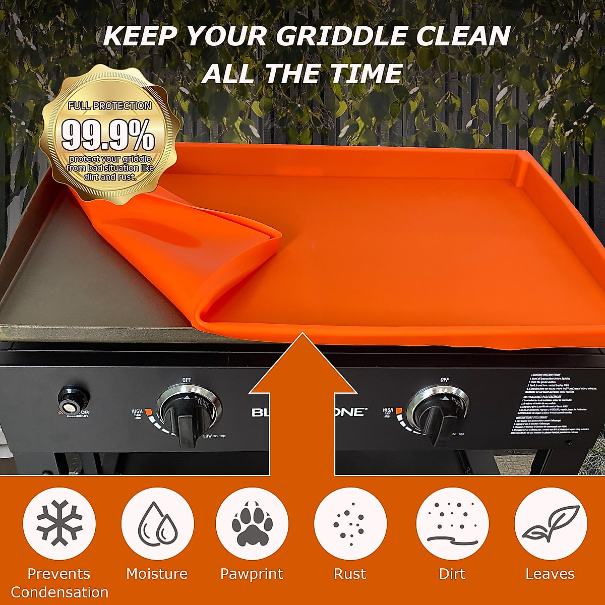 Philoxia Griddle Mat for Blackstone 28" Inch Griddle,Silicone Griddle Cover for Blackstone,Blackstone Griddle Accessories,Heavy Duty Food Grade Silicone Grill Cover (28in Full Cover)