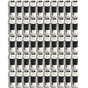 50-Pack RG6 Quad Compression Connectors PPC EX6XL Approved for Most Satellite or Cable Coax