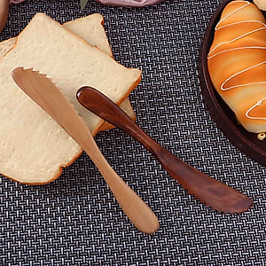 Leadigol 4PCS Wooden Butter Scraper,Non Stick Thick Handle Wood Butter Japan Style Butter Spreader for Kitchen