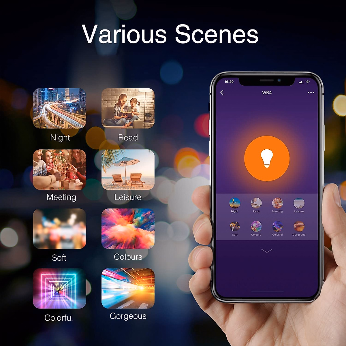 Ghome Smart Light Bulbs, A19 E26 Color Changing Led Bulb Works with Alexa, Google Home, App & Voice Control, 2.4Ghz WiFi Only, 800 Lumens, Dimmable RGB Warm White 2700K Smart Home Lighting, 6 Pack