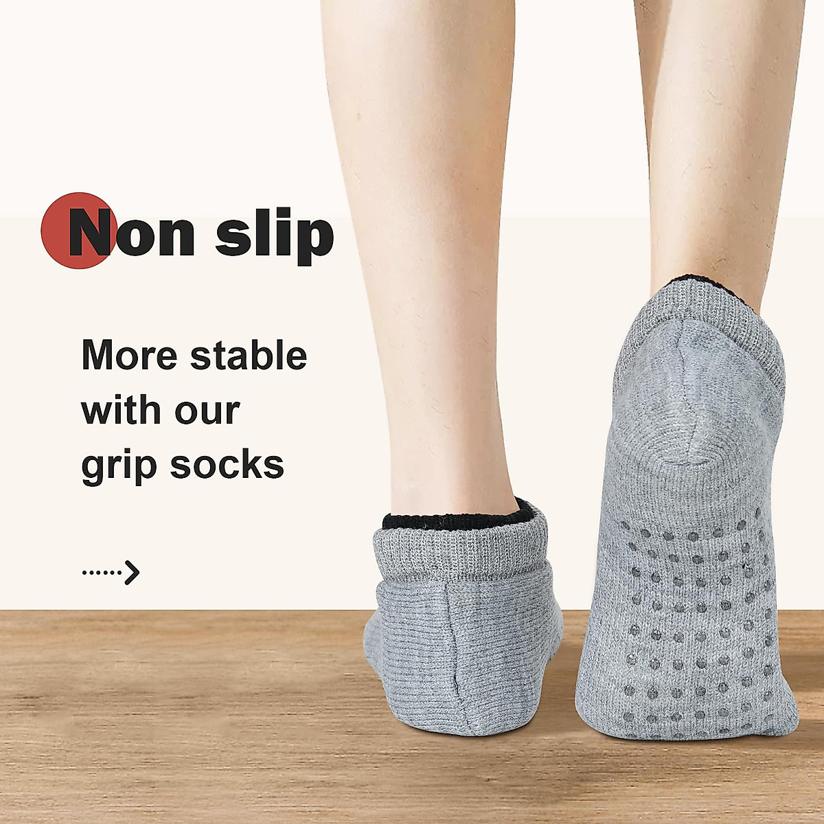 American Trends Slipper Socks Womens Fuzzy Socks with Grips Winter Non Slip Socks for Women Christmas Gift Warm Socks Grey Black Snow