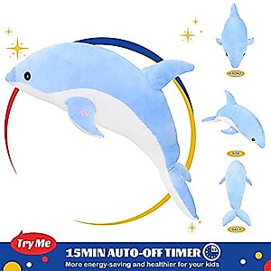 Glow Guards Light up Musical Stuffed Dolphin Ocean Life Soft Plush Toy with LED Night Lights Nursery Songs Glow Singing Sea Animals Birthday for Toddler Kids, 18''