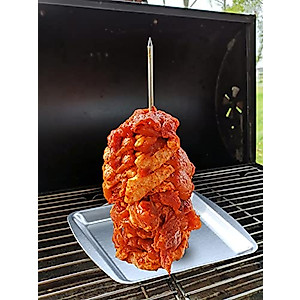 Al Pastor Skewer for Grill-Roasting Rack Stainless Steel Vertical Skewer Stand for Tacos Al Pastor, Shawarma, Kebabs, with 2 Size Skewers(8” &12”) for Smoker, Kamado Grill, Oven