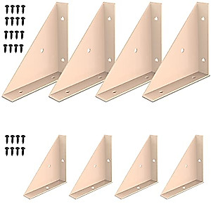 Corner Brackets Corner Braces 8Pcs Thickened Three Sided Fixed Corner Bed Desk Wardrobe Rack Left and Right Symmetrical Corners(Beige)