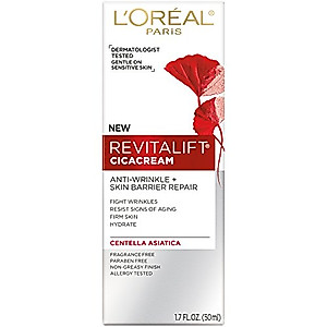 L'Oreal Paris Revitalift Cicacream Anti-Aging Face Moisturizer with Centella Asiatica for Anti-Wrinkle and Skin Barrier Repair, Fragrance Free, Paraben Free, 1.7 fl; oz.