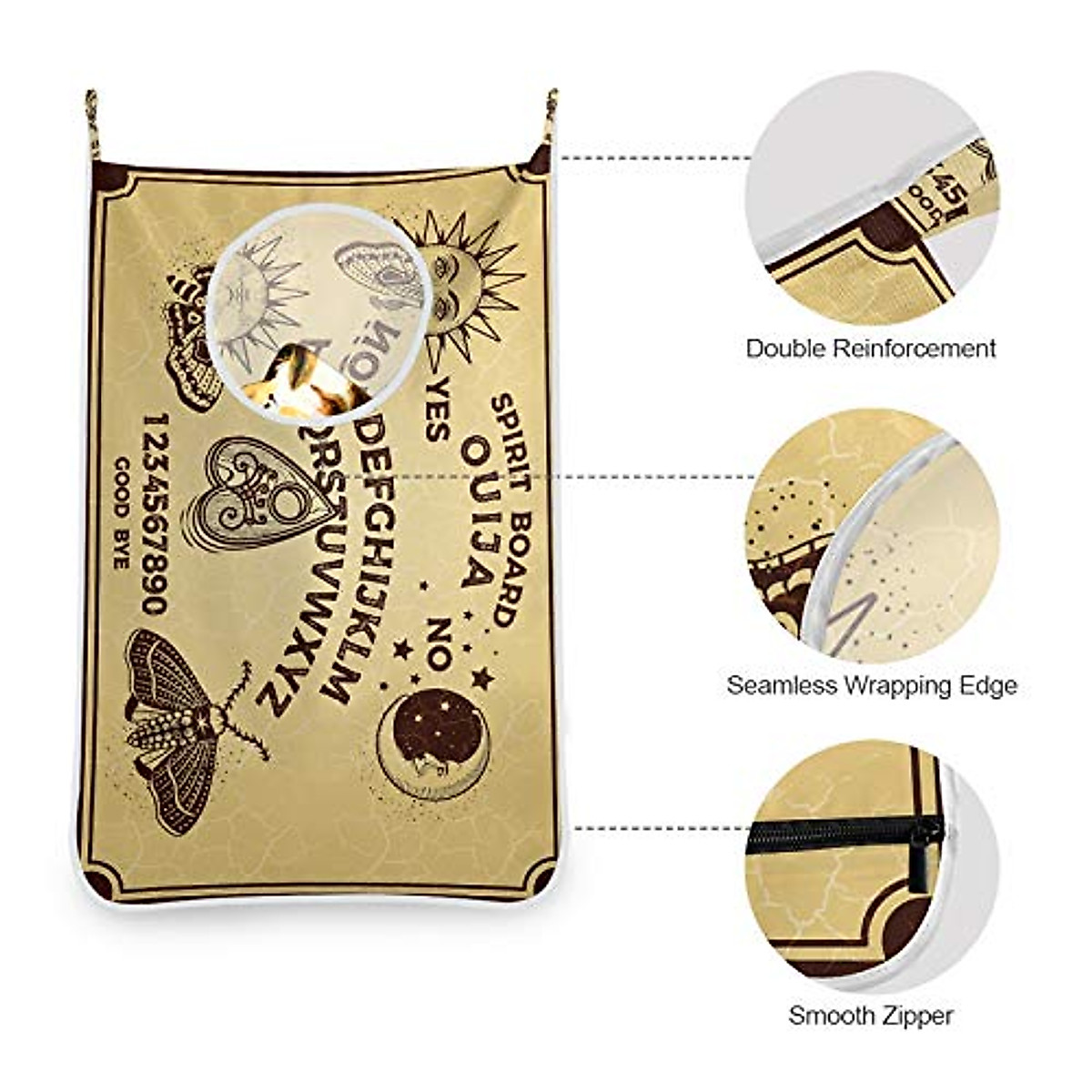 Oyihfvs Ouija Board 2PCs Hanging Laundry Hamper Bag Dirty Clothes Bag Over The Door Cloth Basket with Hooks Storage Space Saving Wall College Closet for Bathroom Bedroom