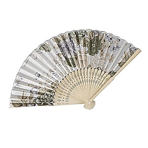 Folding Hand Fan Chinese Japanese Style Silk Fan Folding Fan Wedding Fan Art Gifts Dance Hand Fan Vintage Bamboo Folding Hand Held Flower Fan Decorative Fan (Color : A)