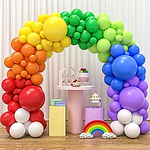 JOYYPOP Rainbow Balloon Garland Arch Kit 131pcs 8 Assorted Color Balloons Multicolorful Party Balloon Garland for Birthday Party Baby Shower Wedding Decorations