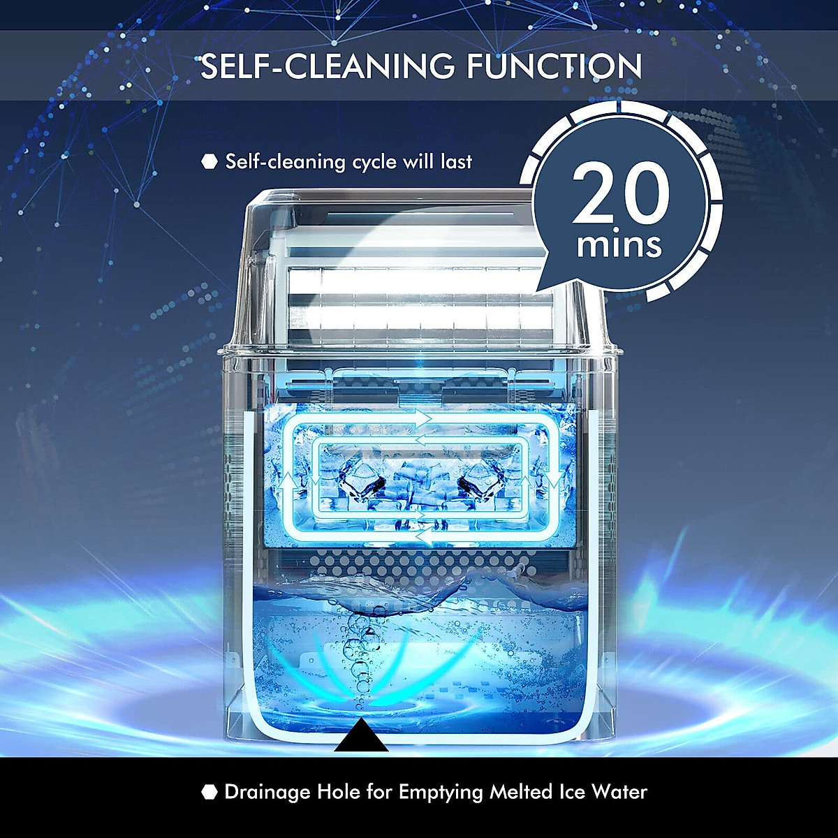 KOTEK Ice Maker Machine Countertop, 40lbs/24H Portable Ice Maker with Auto Self-Cleaning, 2 Ways to Add Water, 24 Ice Cubes in 13 Min, with Ice Scoop & Basket, for Home Office Bar