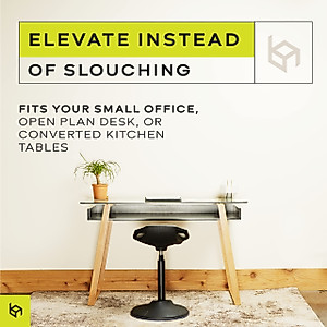 bonVIVO Standing Desk Chair - Ergonomic Chair for Tall Office Desks w/Back Support and Handles for Posture and Balance - Work from Home High Stool - Khaki