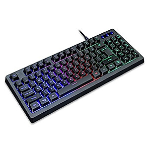 Dpofirs 89 Keys Gaming Keyboard, Waterproof Wired USB RGB Keyboard with High and Low Keycaps and Cool Lighting Effects Wired Keyboard for Windows Gaming PC