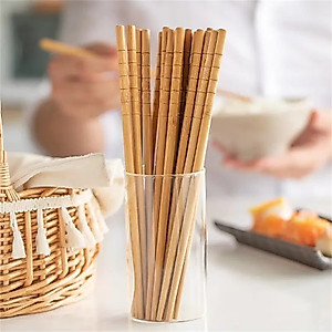 10 Pairs Bamboo Chopsticks, Reusable Japanese Wood Chopstick Set Portable Travel Chopsticks for Restaurant Home Use for Eating Cooking