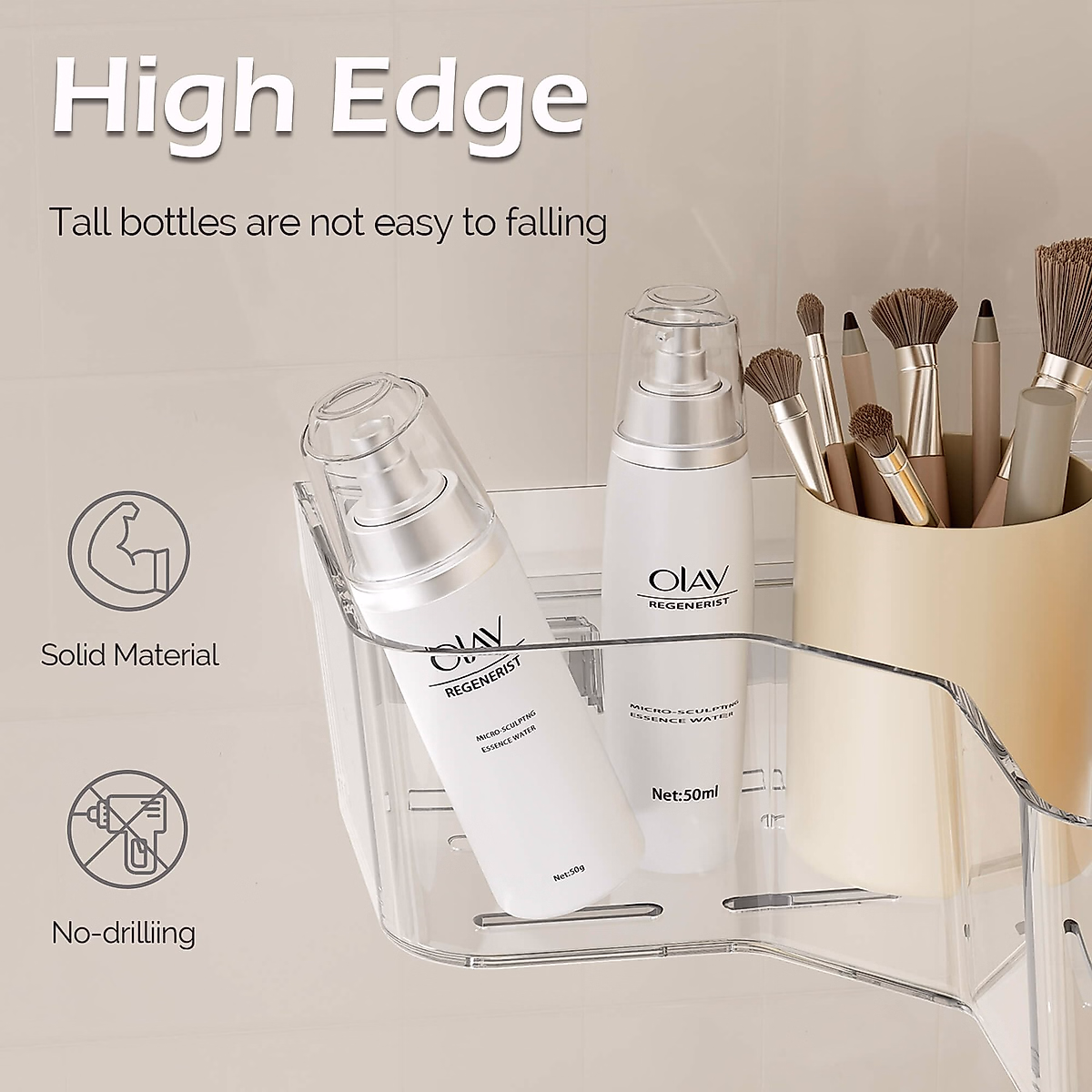 UDD Corner Shower Caddy, Clear Shower Organizer Bathroom Storage Shower Rack with Soap Dish and Razor Holder Hook, Adhesive Wall Shower Shelves for Bathtub Dorm, 3 Pack